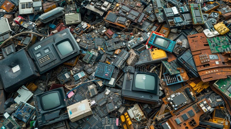 Pile of Discarded Electronics and Computer Parts, E-waste ...