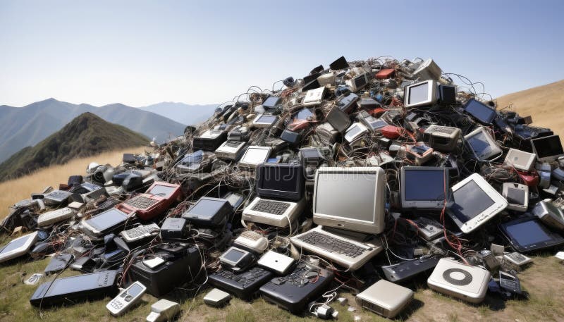Pile of Discarded Electronics in a Natural Landscape Stock Photo ...