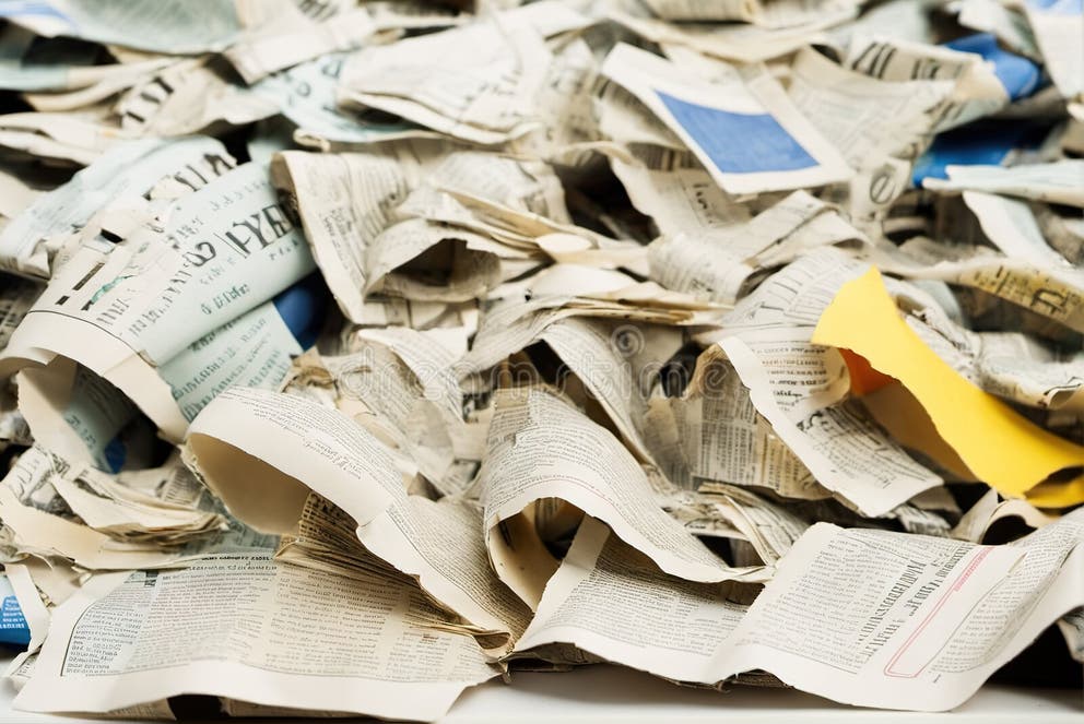 A Pile of Discarded, Messy and Torn Old Newspapers Stock Photo - Image ...