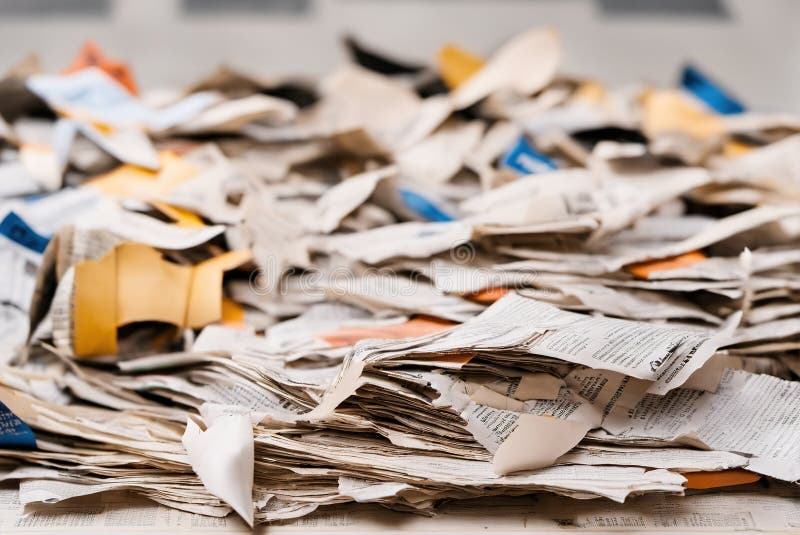 A Pile of Discarded, Messy and Torn Old Newspapers Stock Photo - Image ...