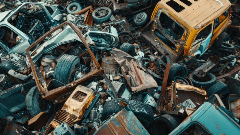 Pile of Discarded Objects Near Bus Stock Image - Image of dirt, garbage ...