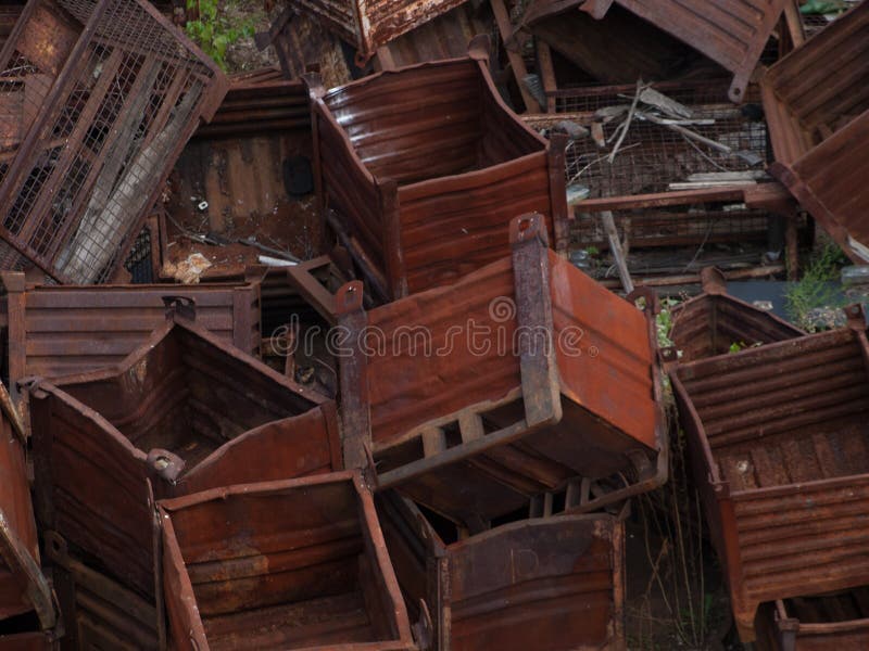Pile of Discarded Rusty Metal Storage Boxes Stock Photo - Image of ...