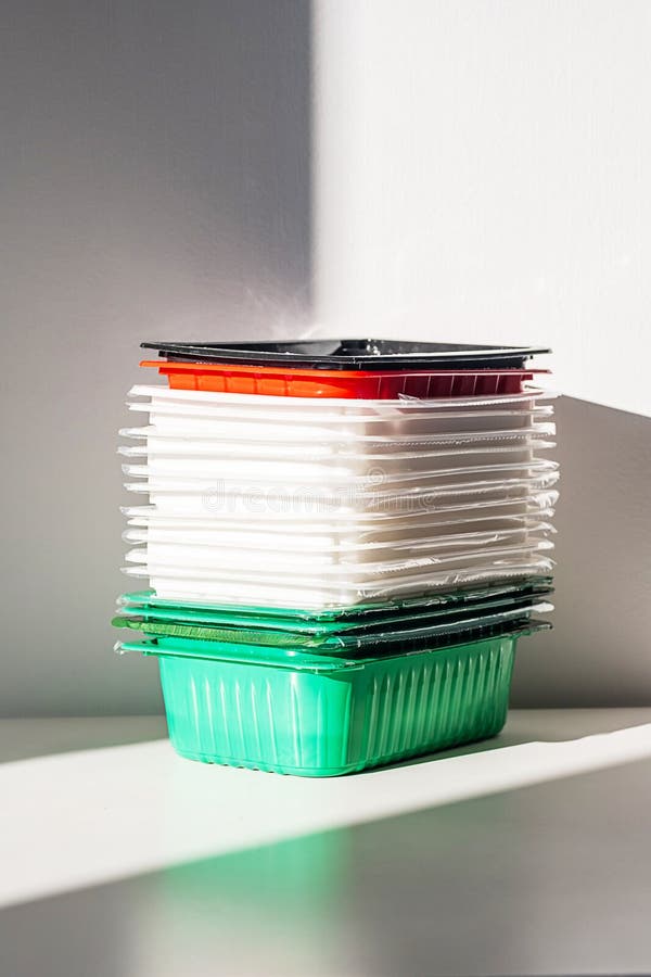 Pile Disposable Plastic Food Containers Ready Sorting Recycling Stock ...