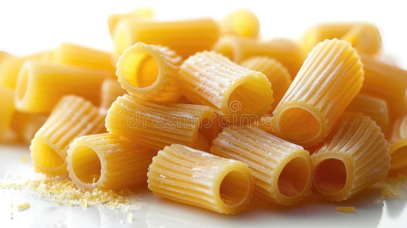 Pile of Ditalini Pasta with Powdered Cheese on White Surface. Stock ...