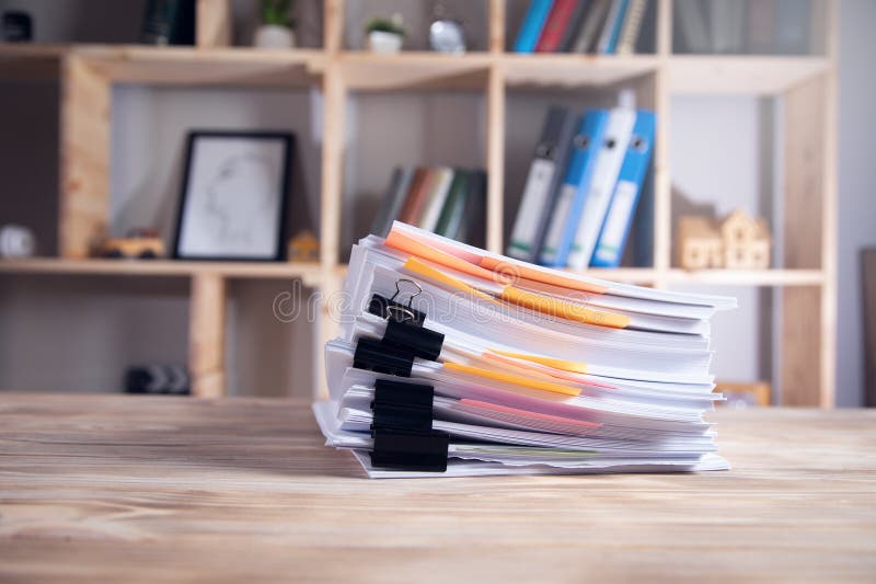 Pile of document on desk stock photo. Image of information - 355098034