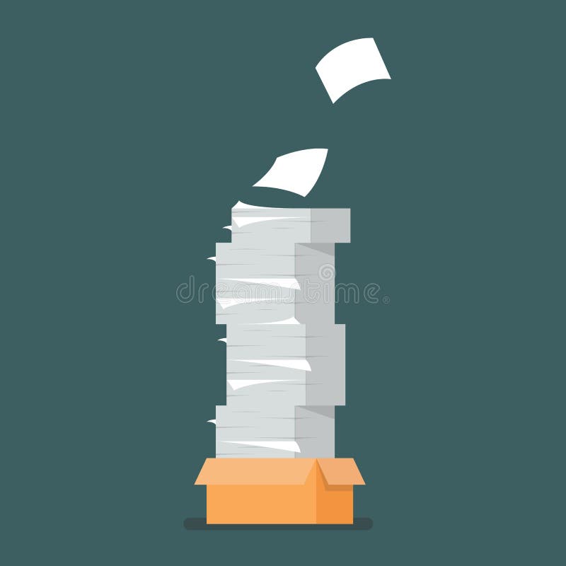 The Document Pile With Paperclip. Vector Outline Icon Set. Stock Vector ...