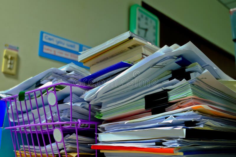 Pile of Document in Workplace Stock Photo - Image of data, stacked ...