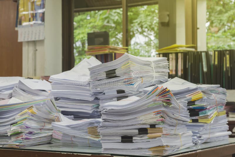 Pile of Documents on Desk Stack Up Stock Photo - Image of cost, firm ...