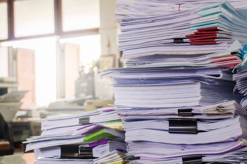 Pile of Documents on Desk Stack Up High Stock Photo - Image of copy ...
