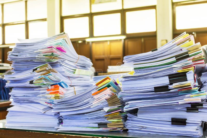 Pile of documents on desk stock image. Image of knowledge - 73684315