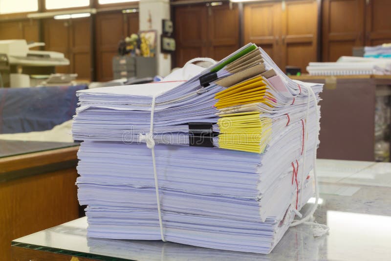 Pile of documents on desk stock image. Image of knowledge - 73684315
