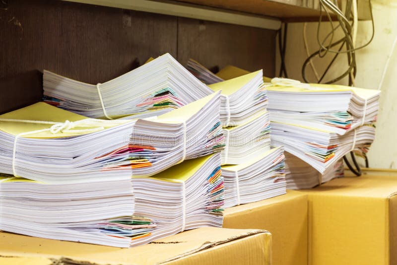 Pile of Documents on Desk Stack Up High Stock Image - Image of economic ...