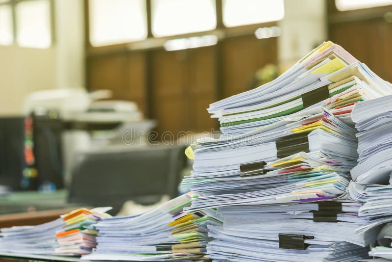 Pile of documents on desk stock image. Image of page - 76512749