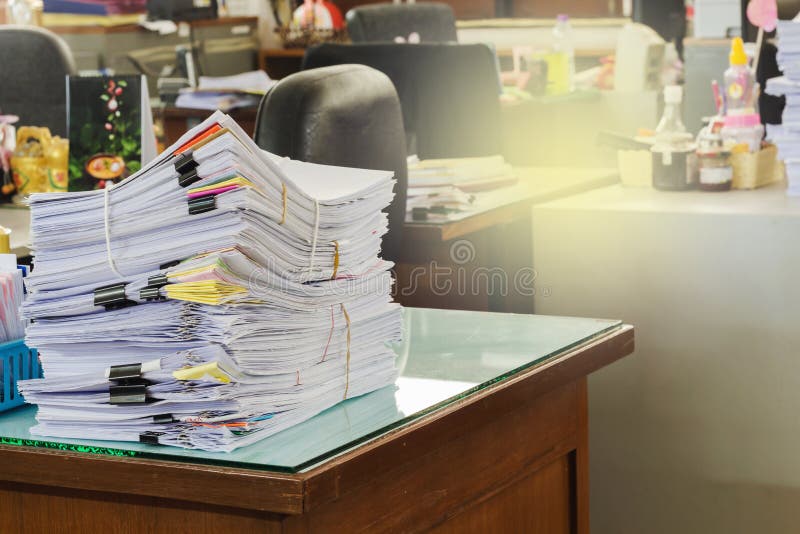 Pile of documents on desk stock photo. Image of macro - 88339286
