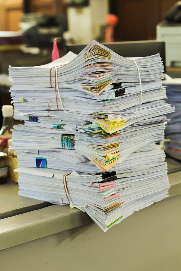 Pile of Papers Laid Overlap on the Desk Stock Image - Image of office ...
