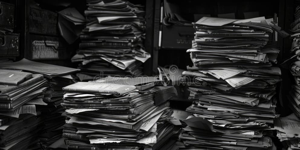 A Pile of Documents and Files Stacked High, Possibly Needing ...