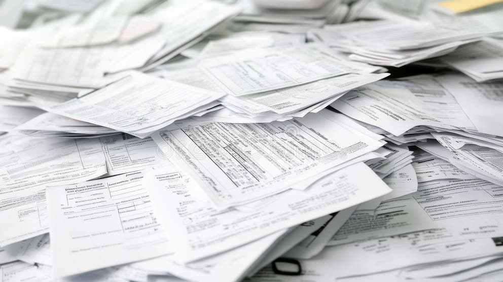 Pile of Documents and Forms for Office Work Stock Photo - Image of ...