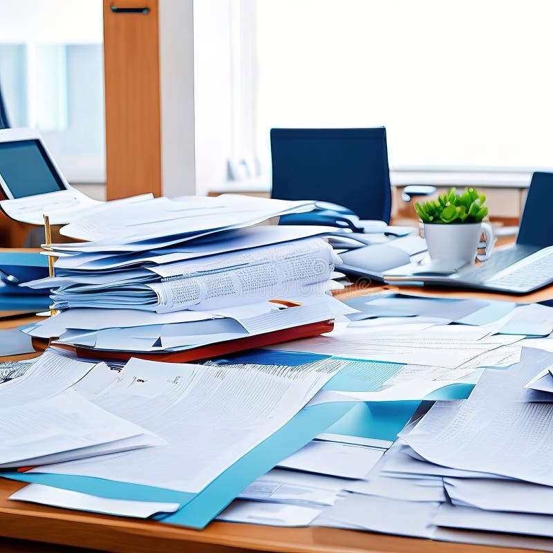 Paper of Documents on Table in Officepaper of Documents on Table in ...