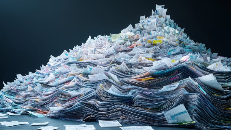 Pile of Documents Resembling a Mountain of Unorganized Paperwork Stock ...