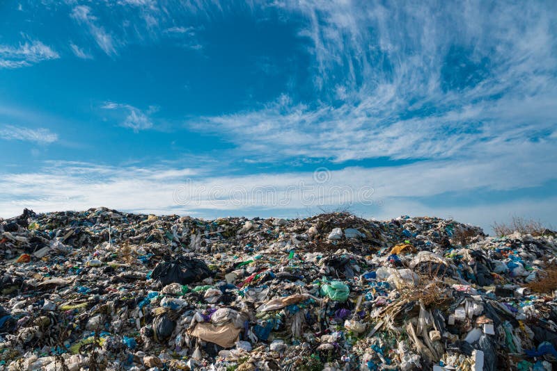 Pile of Domestic Garbage in Landfill Dump Site. a Pile of Garbage in a ...