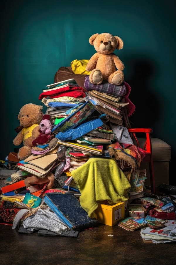 Pile of Donated Clothes, Books, and Toys Stock Illustration ...