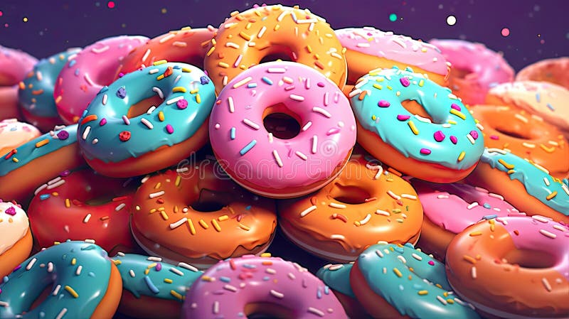 A Pile of Donuts with Sprinkles Stock Illustration - Illustration of ...