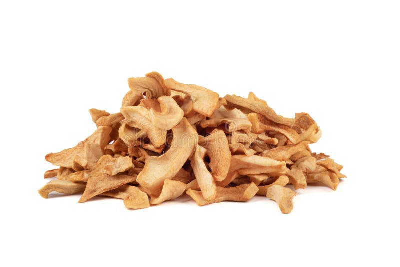 Pile of Dried Apples or Apple Chips on a White Background. Stock Image ...