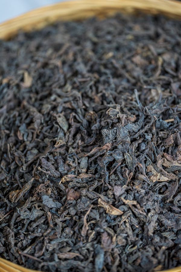 Pile of Dried Chinese Black Tea Leaves Closeup Stock Photo - Image of ...