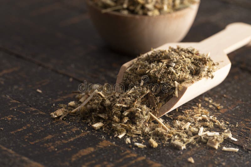 Pile of Dried Horehound on a Rustic Wooden Tabel Stock Photo - Image of ...