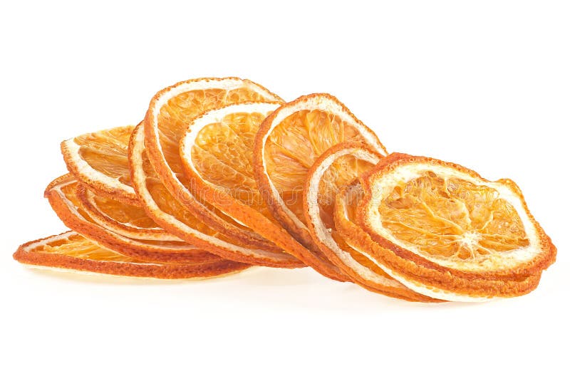 Pile of Dried Orange Slices Isolated on White Background. Orange Chips ...