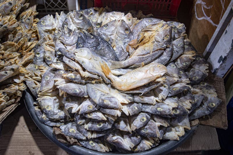 A Pile of Dried Salted Fish in the Grocery Store Stock Image - Image of ...