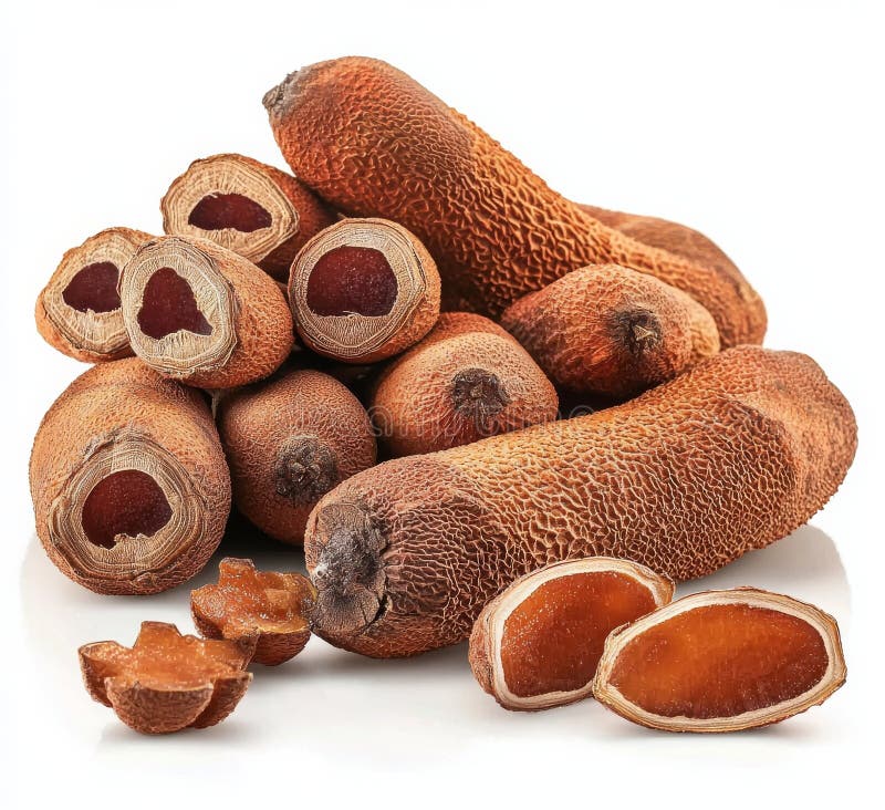 Pile of Dried Tamarinds, Isolated on White Background, Tamarind, Dried ...