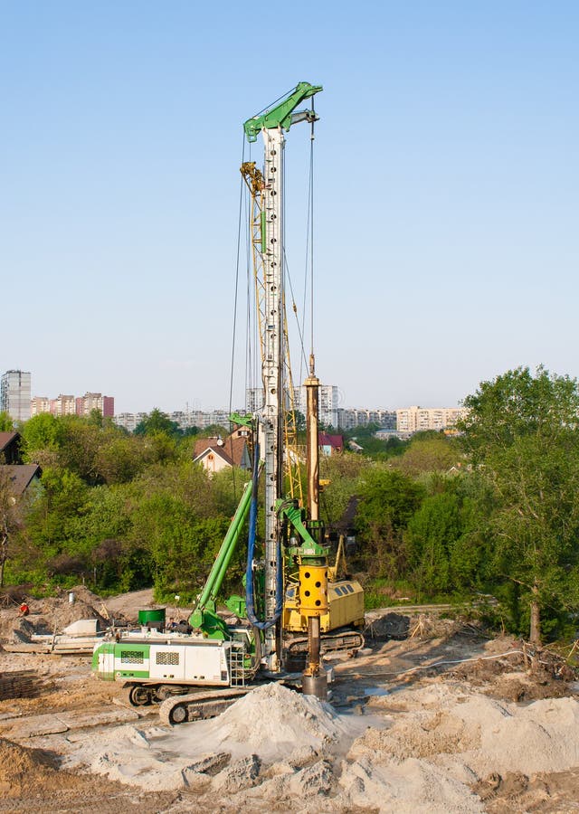 Pile Driver at a Construction Site Stock Photo - Image of europe ...