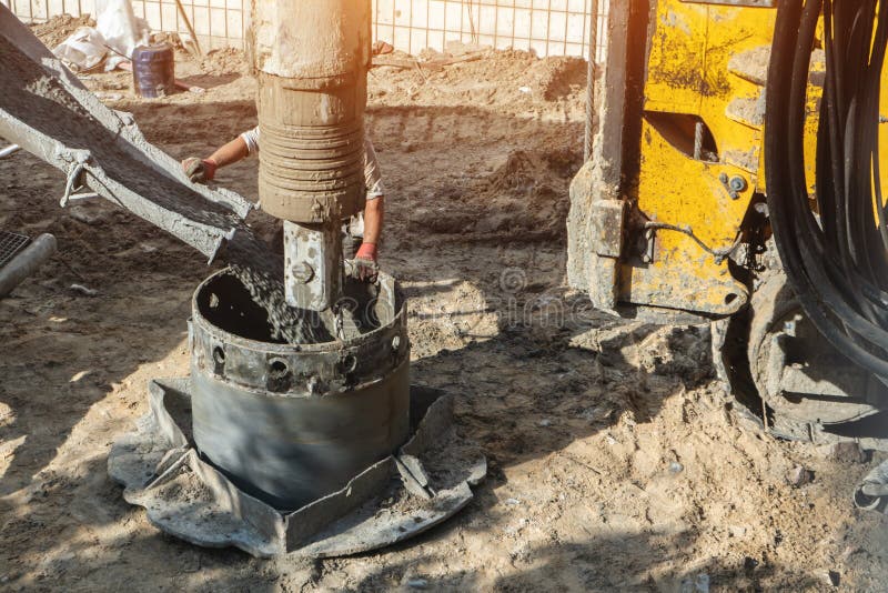 Pile Driver Heavy Machinery for Concrete Pouring at Constructions Stock ...