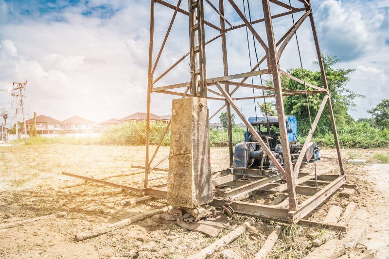 Pile Driver at Construction Site Stock Image - Image of architecture ...