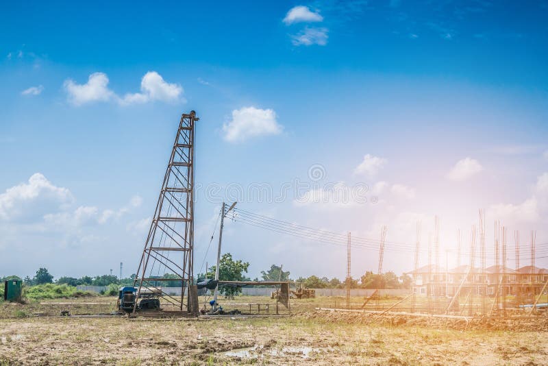 Pile Driver at Construction Site Stock Image - Image of engineering ...