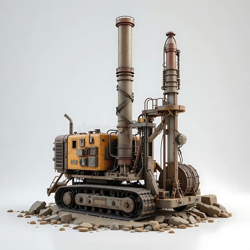 Heavy Pile Driver Machine on Site with Rocks in Studio Stock ...