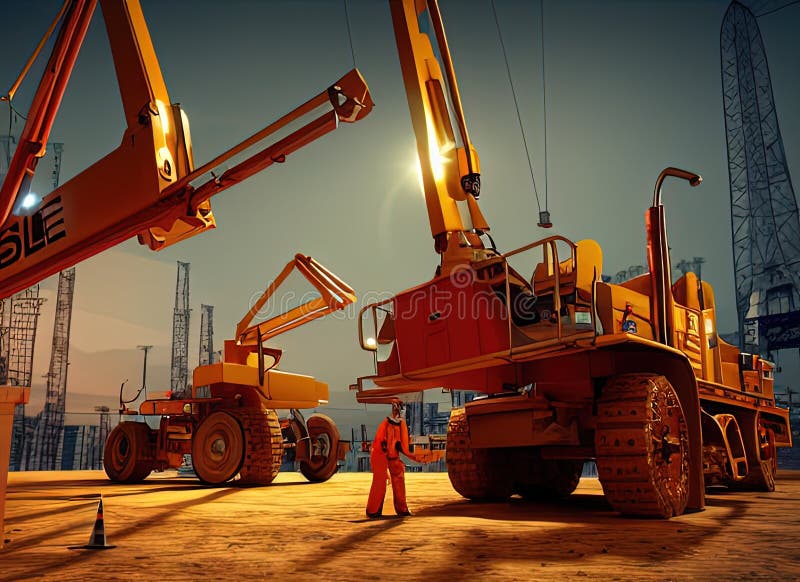 Pile-Driver Operators Fictional Work Enviroment Scene. Stock ...