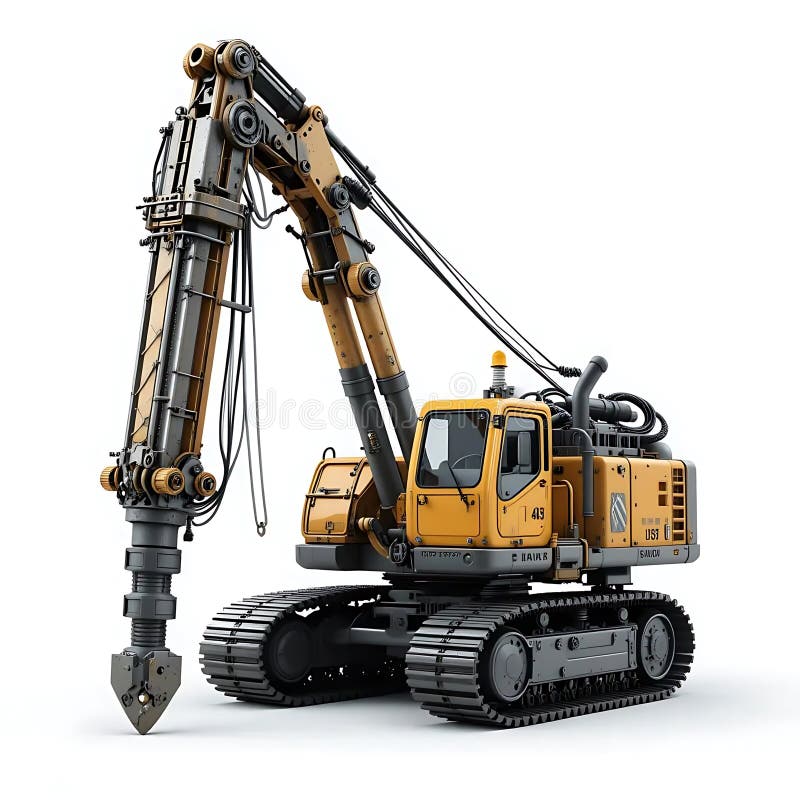 Pile Driver Rig Machine Construction Equipment on White Background ...
