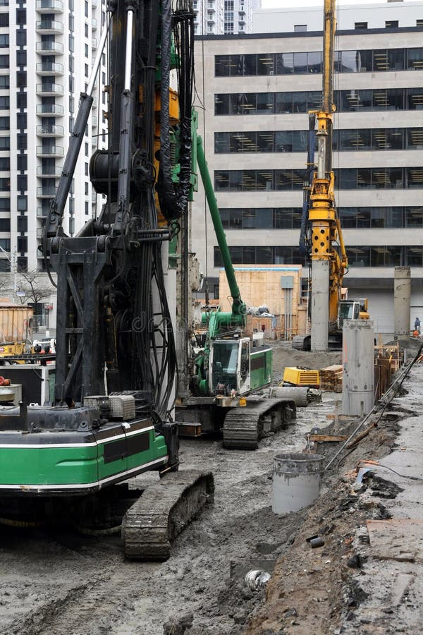 Pile Drivers on Construction Site Stock Photo - Image of pile, driver ...