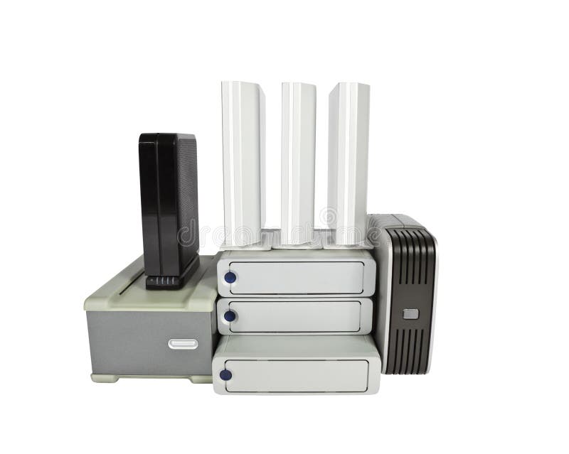 Pile of External USB Hard Drive Stock Image - Image of device, data ...