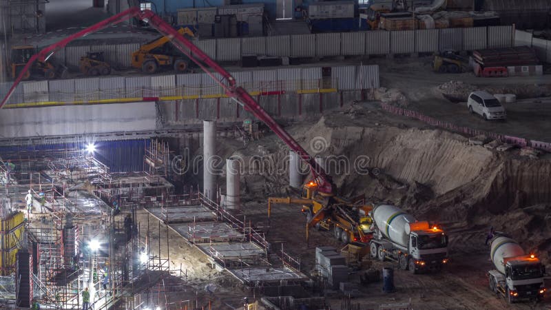 Pile Driving in Foundation Pit for Construction of Apartment Complex ...