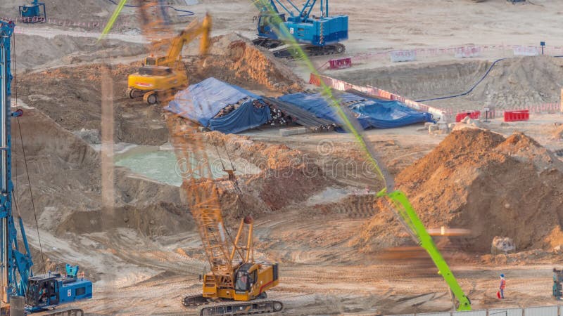 Pile Driving in Foundation Pit for Construction of Apartment Complex ...
