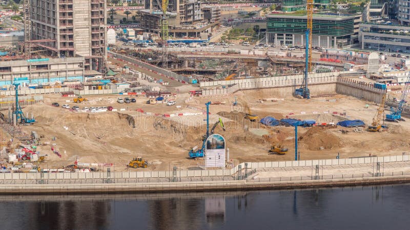 Construction Work in a Pit a Pile Foundation for a Heavy Structure ...