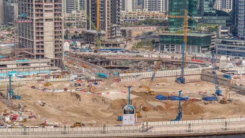 Pile Driving in Foundation Pit for Construction of Apartment Complex ...