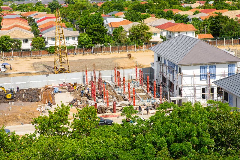 Pile Driving for House Construction Area Stock Image - Image of ...