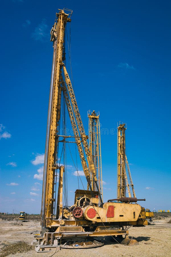 Pile Driving Machine in Construction Site Stock Photo - Image of ...
