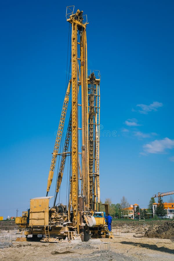 Pile Driving Machine in Construction Site Editorial Photography - Image ...