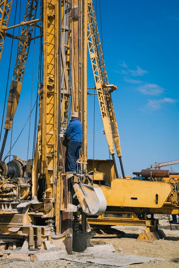 Pile Driving Machine in Construction Site Stock Image - Image of ...