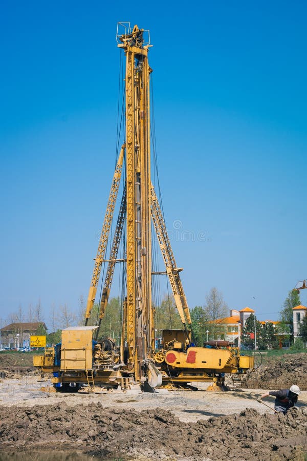 Pile Driving Machine in Construction Site Stock Photo - Image of ...